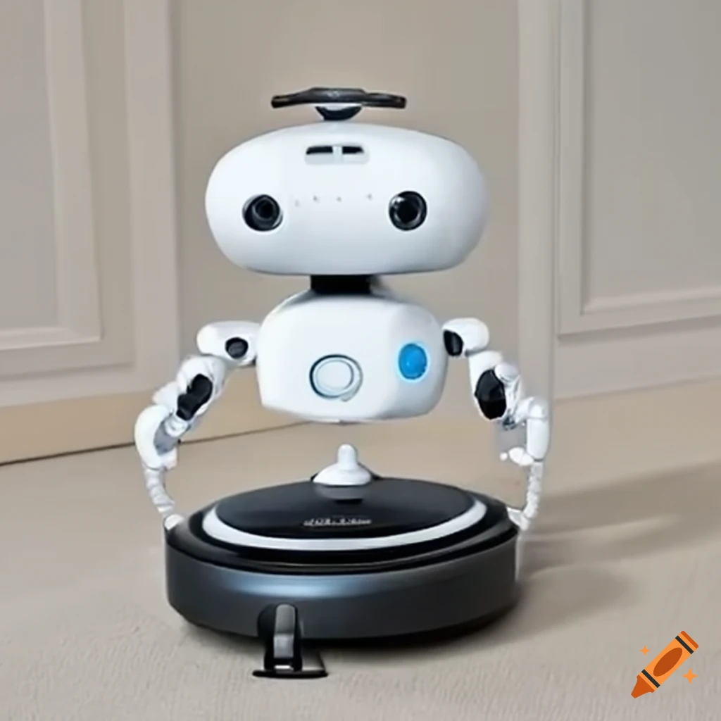 Black stuffed vacuum cleaner robot with ears on Craiyon