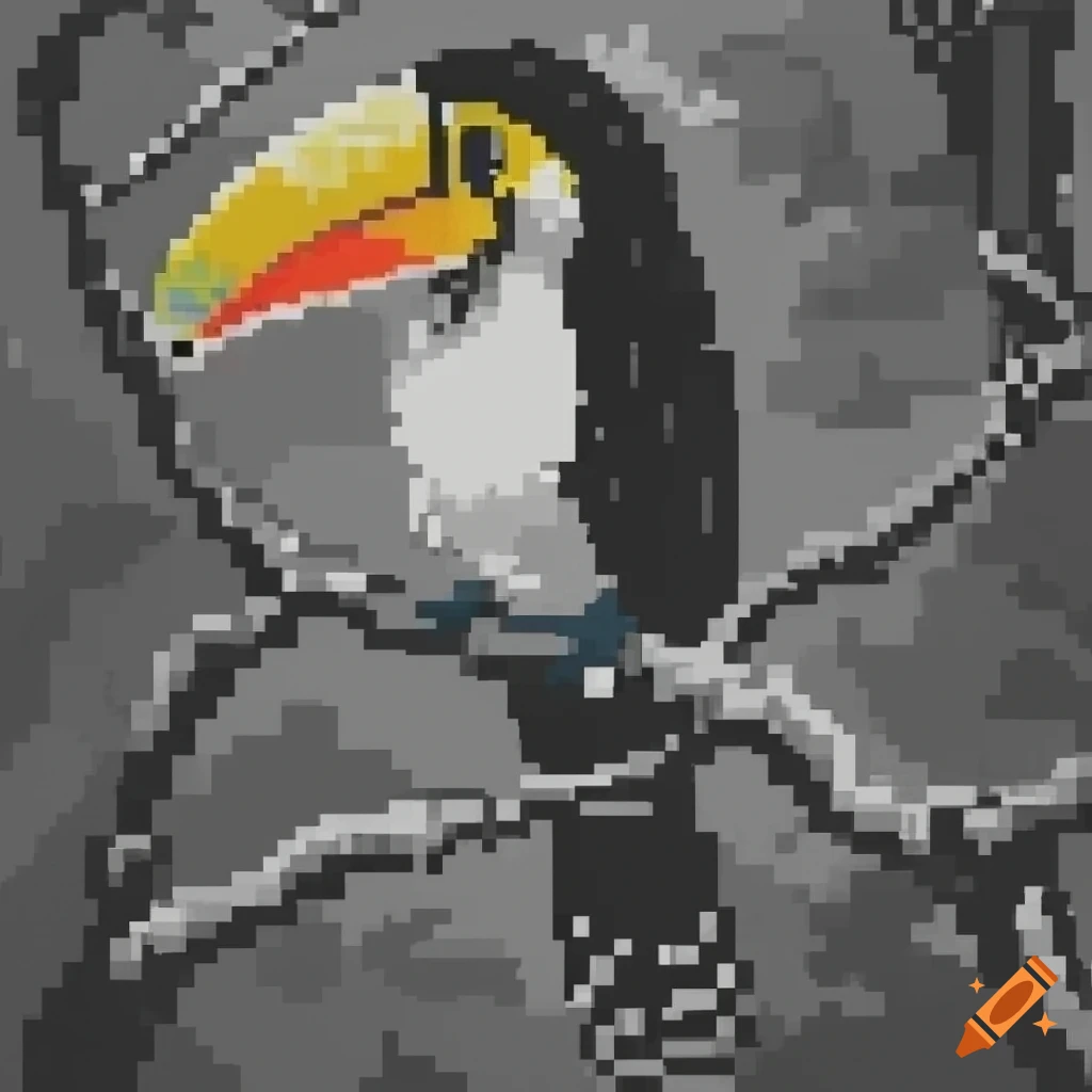 Mystical pixel art of a toucan on Craiyon