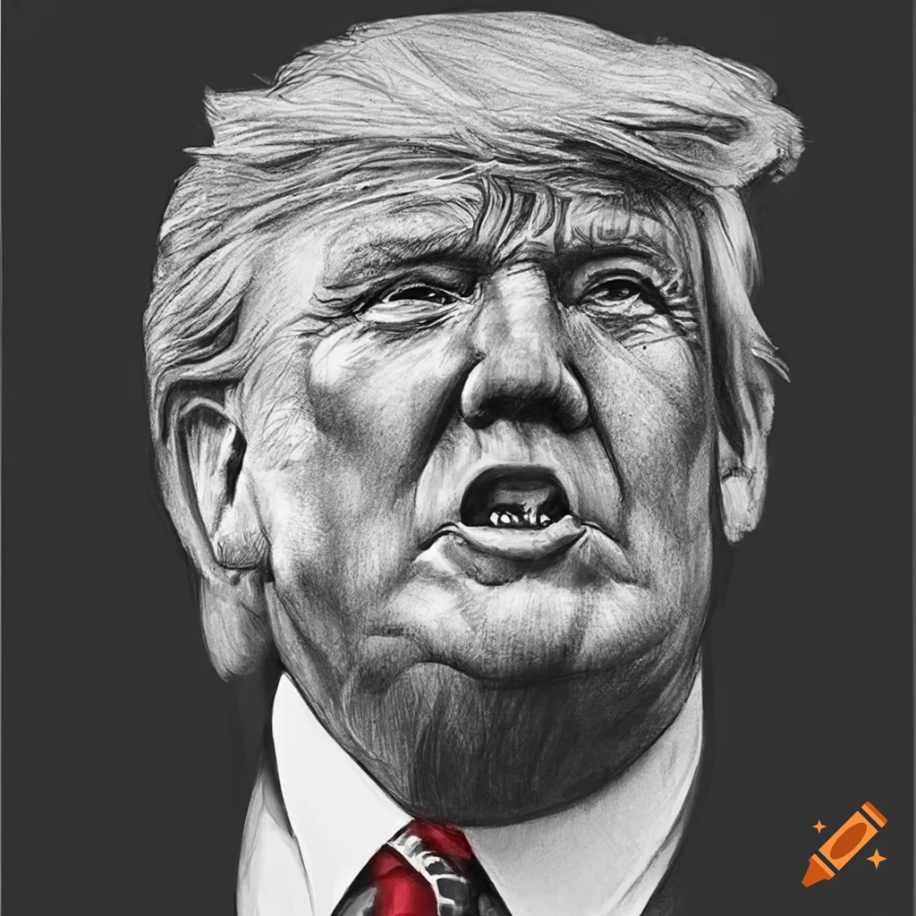 Pencil drawing of trump looking up on Craiyon