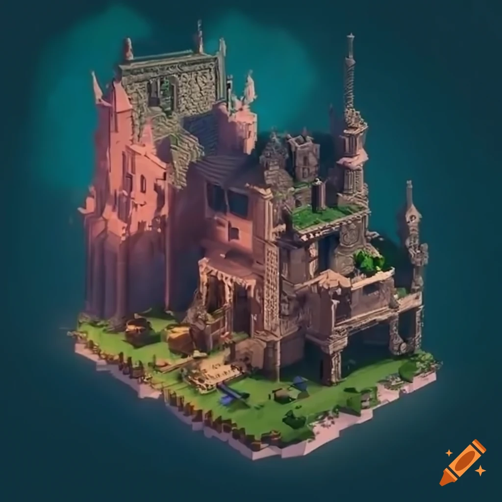 Intricate modular isometric concept art of a DnD RPG adventure map on ...