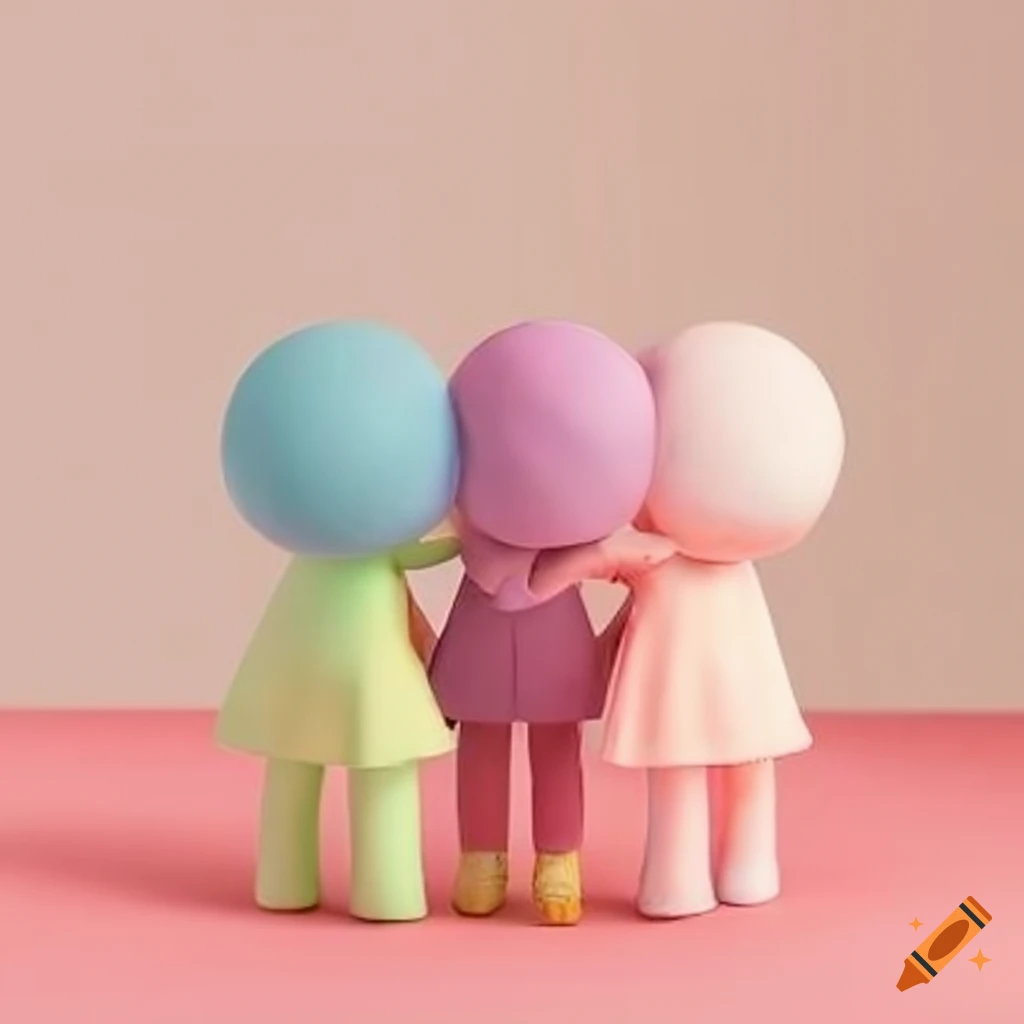 Art with mismatched friends in pastel colors