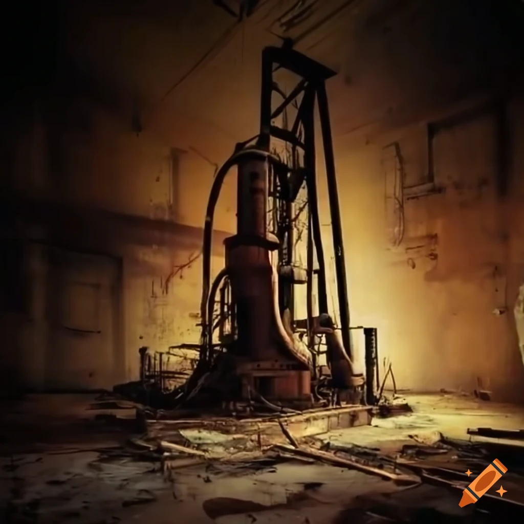 Illustration of a steam engine powering a factory on Craiyon