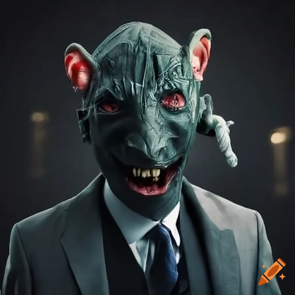 Illustration of rat-headed men trapping little people on Craiyon