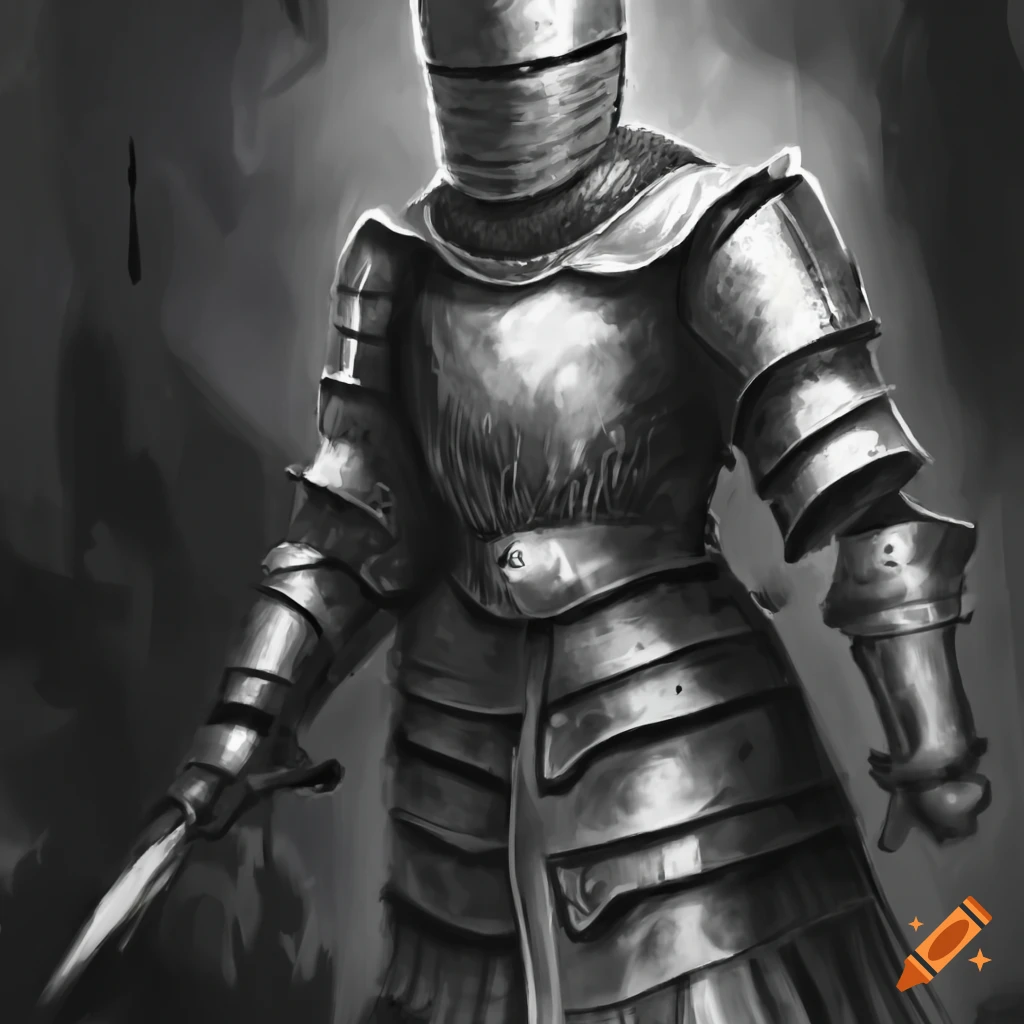 Sketch of a brave knight in battle on Craiyon