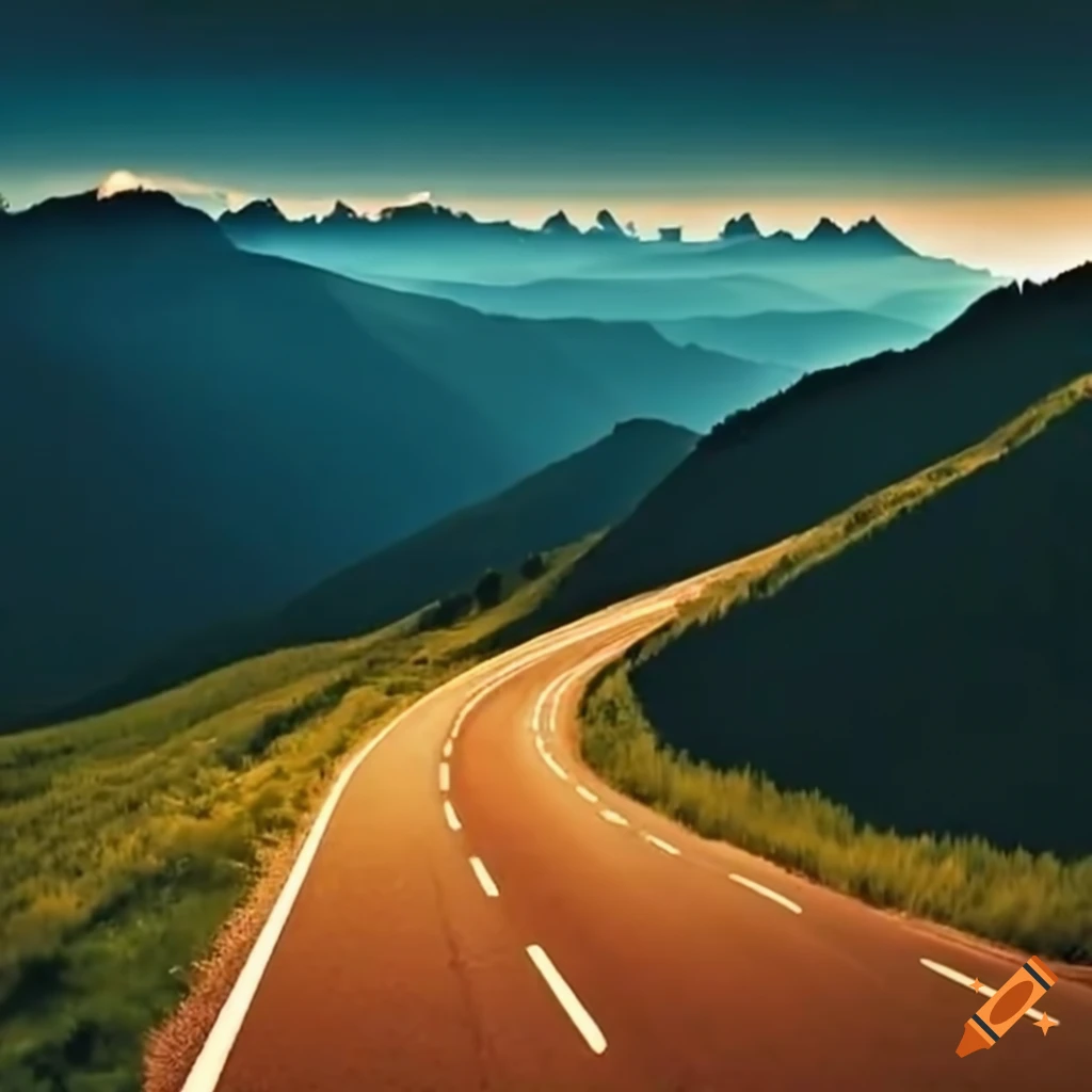 Scenic mountain highway on Craiyon