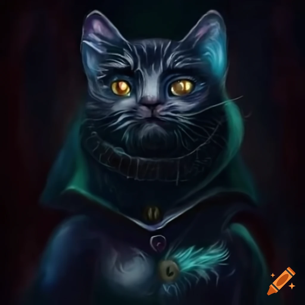 Adorable black kitten mage