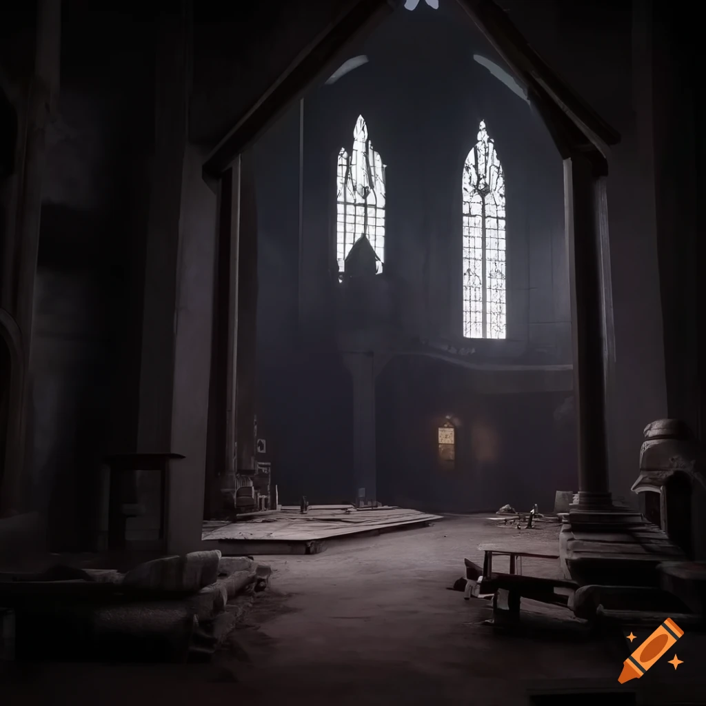 Eerie church environment in Unreal Engine 5 on Craiyon