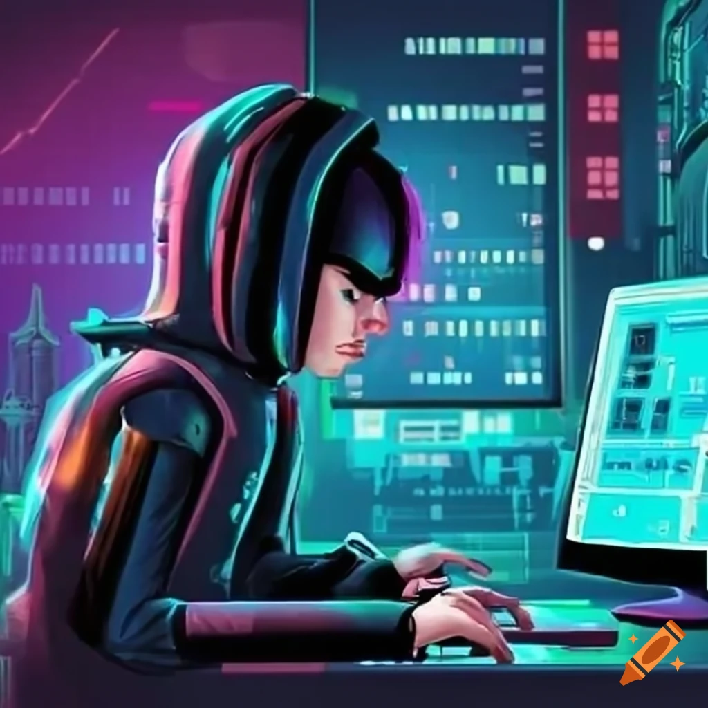 Futuristic junior hacker artwork on Craiyon