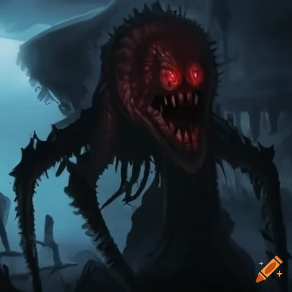 Illustration of a terrified monster on Craiyon