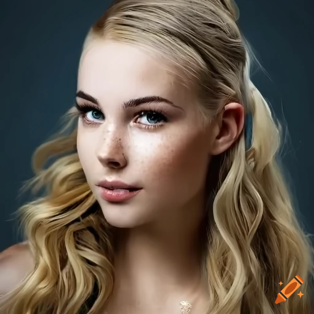 Portrait Of A Beautiful Young Woman With Freckles And Wavy Hair On Craiyon