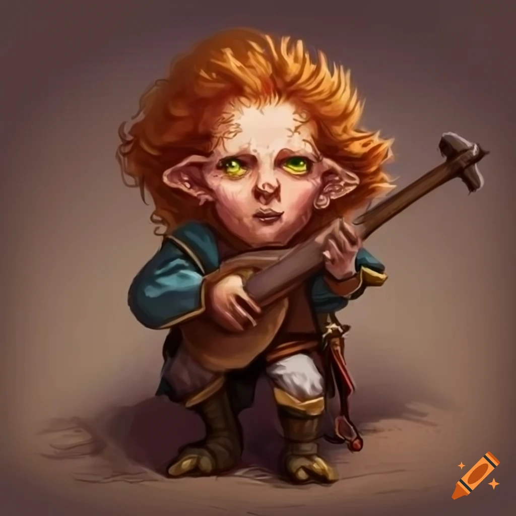 Humorous illustration of a halfling bard on Craiyon