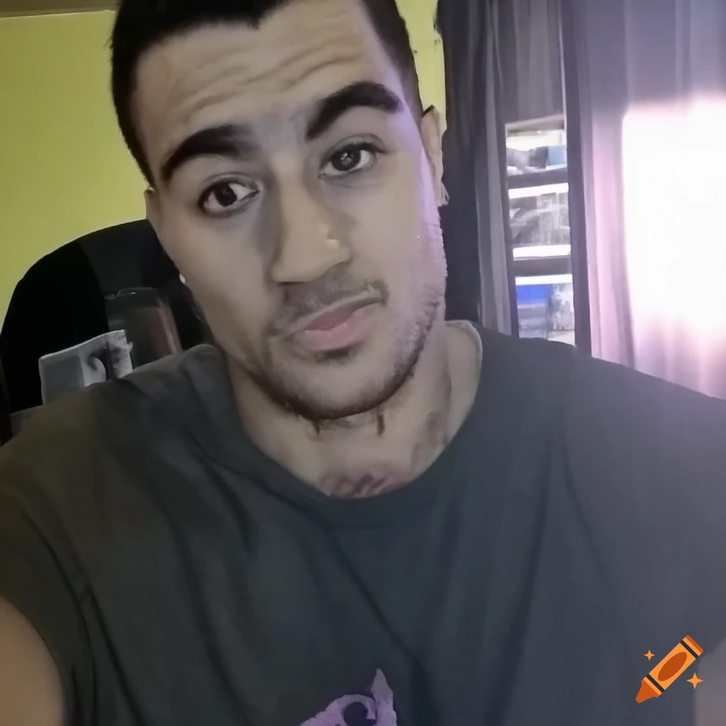 Manly selfie of a strong and brooding man on Craiyon