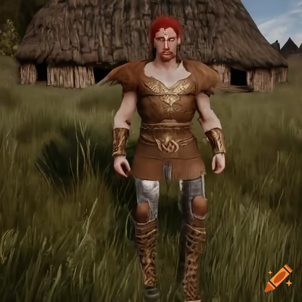 Game art of a pale-skinned elf warrior with red hair on Craiyon
