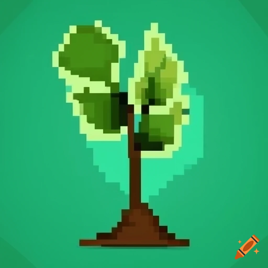Pixel art of a vibrant leafy plant on Craiyon