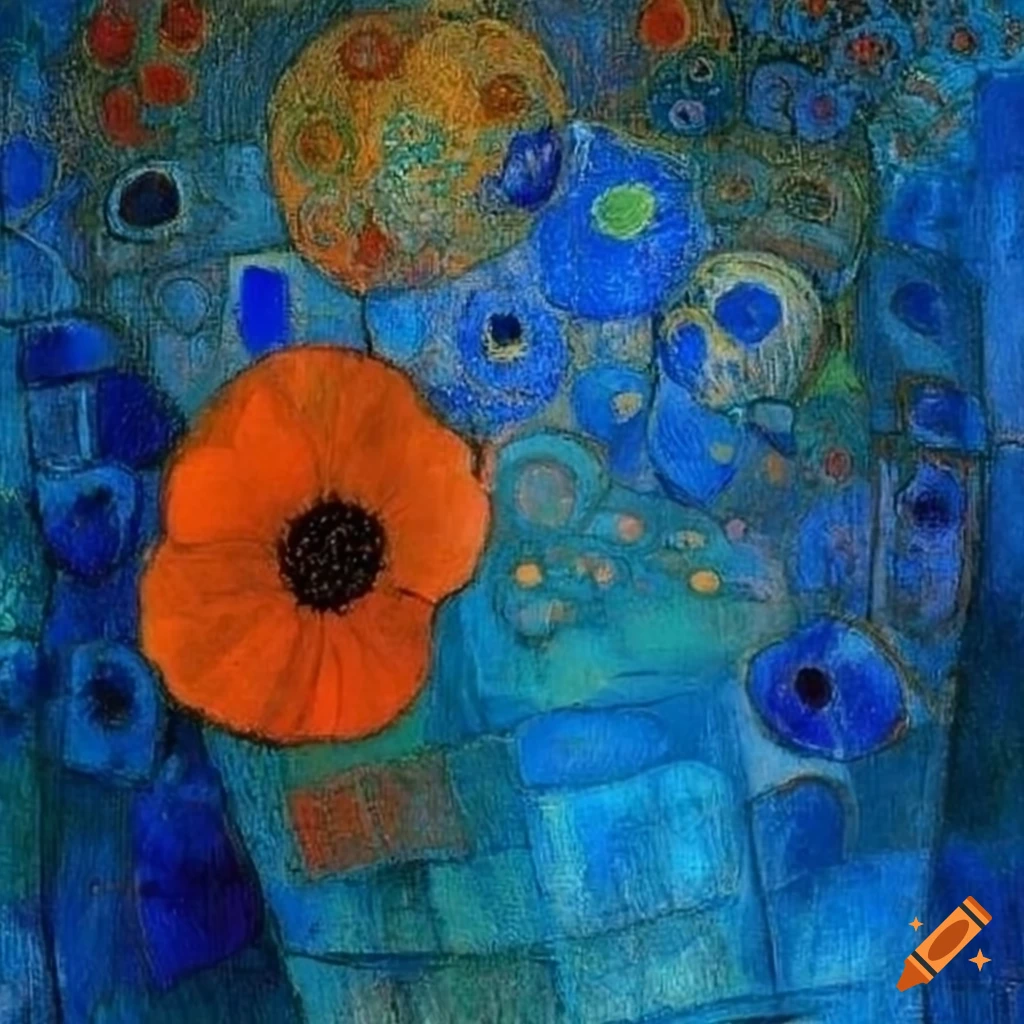 Abstract squares in blue with poppy-inspired colors on Craiyon
