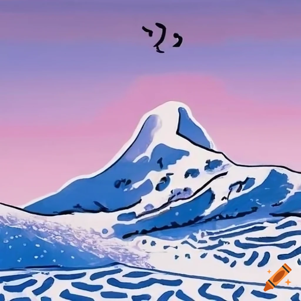 Keith Haring's artwork of skiing down a snowy mountain on Craiyon