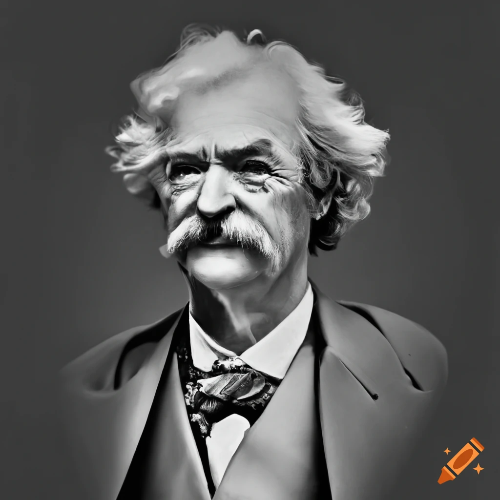 Ink stencil of mark twain on Craiyon