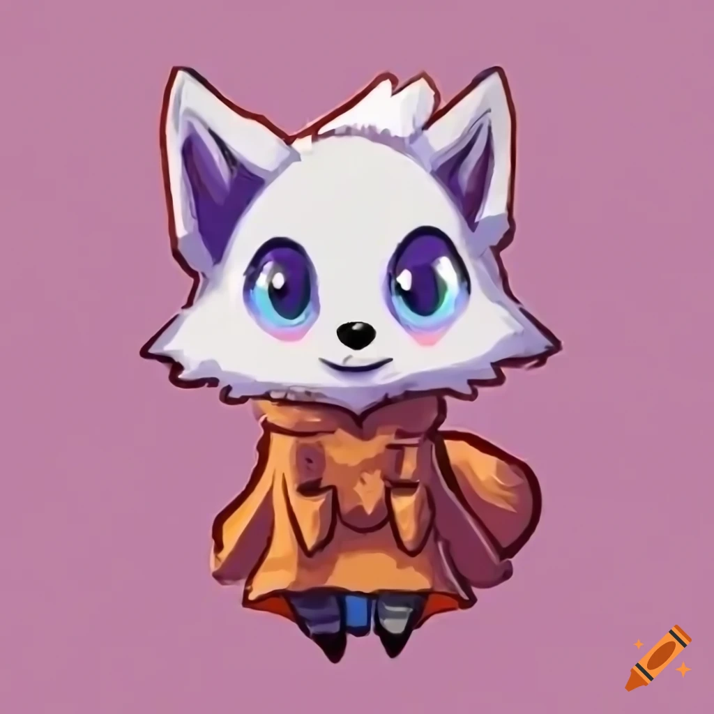 White fox wearing a wizard hat emote on Craiyon