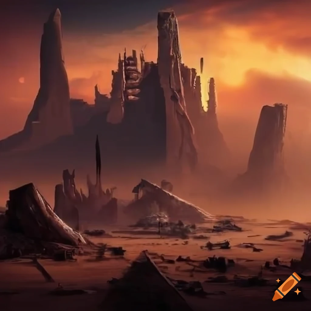 Scenic view of a wasteland on Craiyon