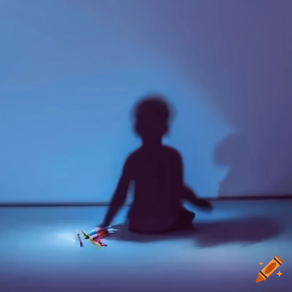 Child drawing with blue crayon