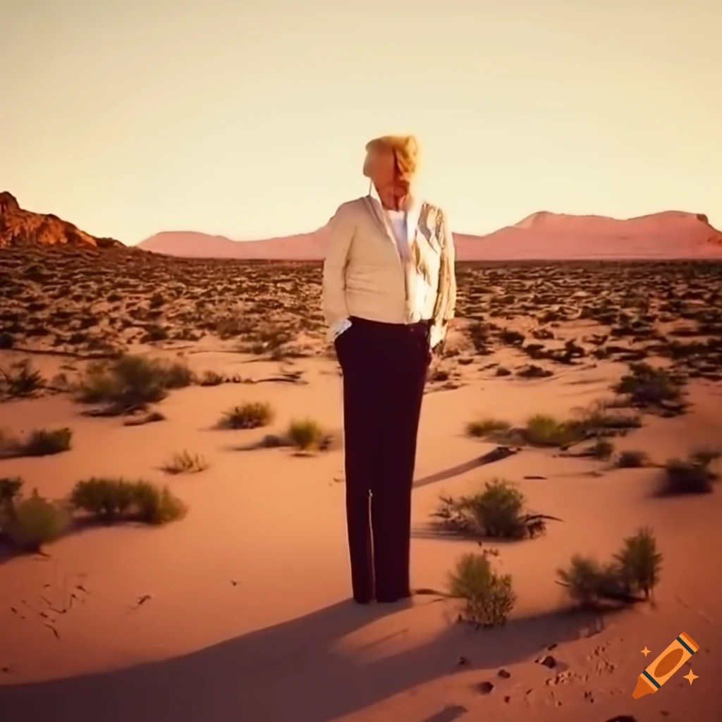 Photo of Donald Trump in the desert with a saguaro cactus on Craiyon