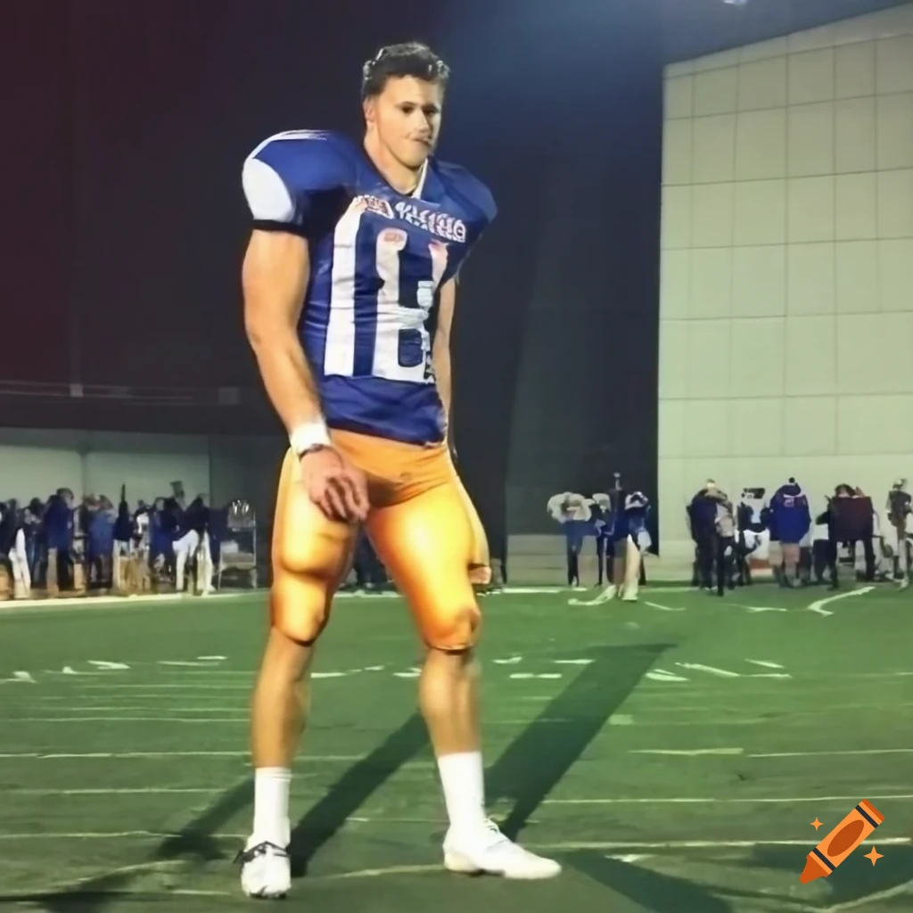 Mirror selfie of a rugged football quarterback on Craiyon