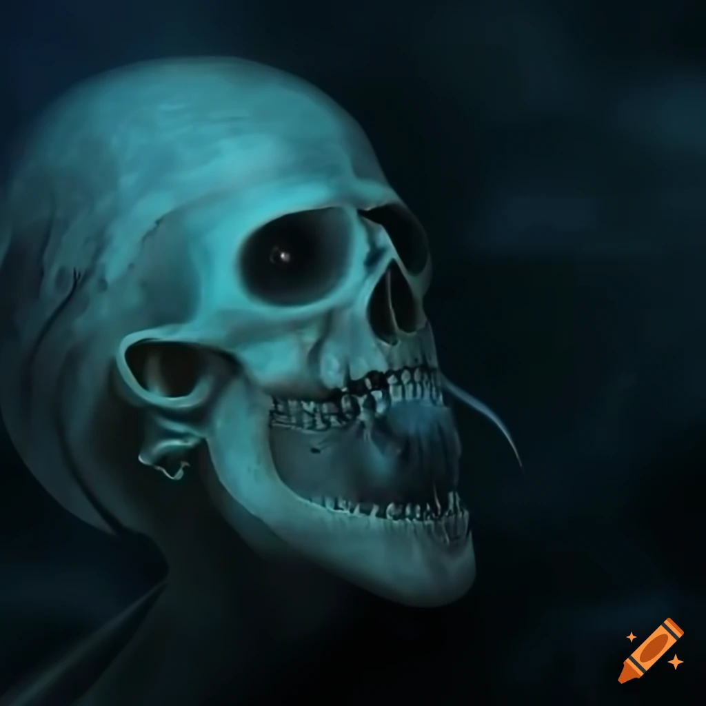 Image of a yeti skull in a cave on Craiyon