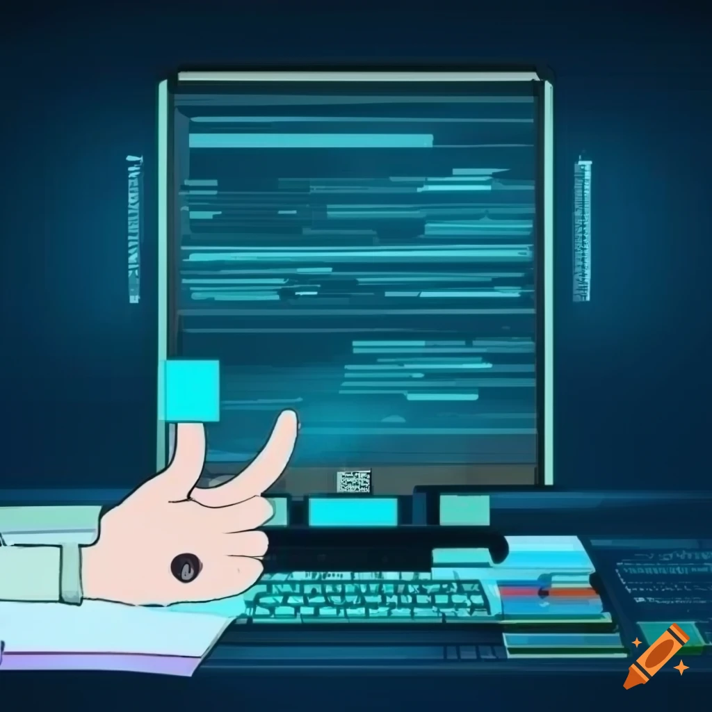 Illustration of paper form being converted into digital process on Craiyon