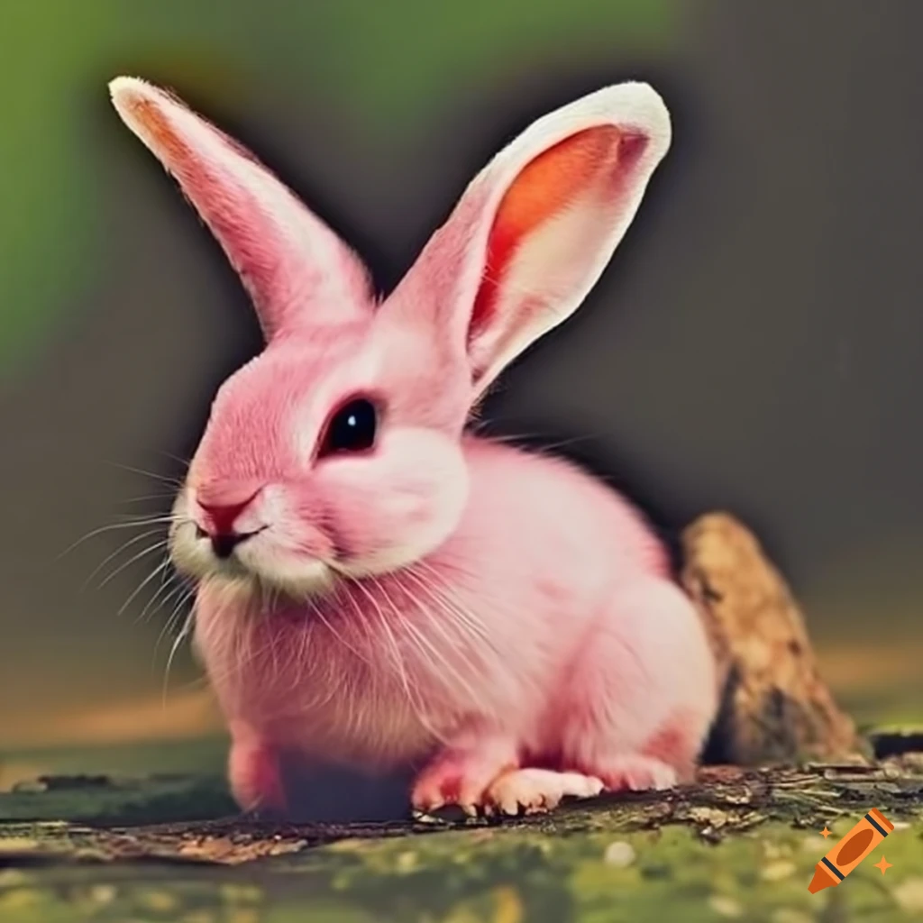 Artistic illustration of pink rabbits on a tree on Craiyon