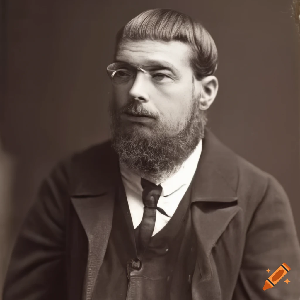 Historic black and white portrait of a man in an old-fashioned jacket ...
