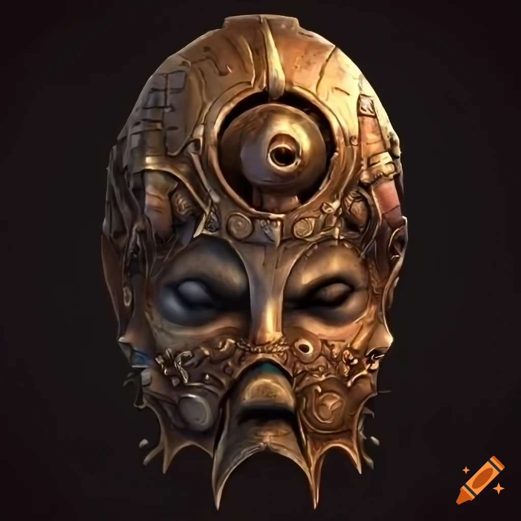 Medieval magic exoskeleton suit with front view and vertical symmetry ...