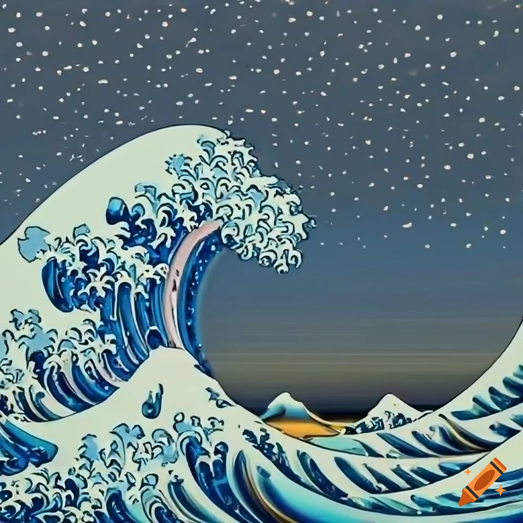 Abstract interpretation of the great wave on Craiyon