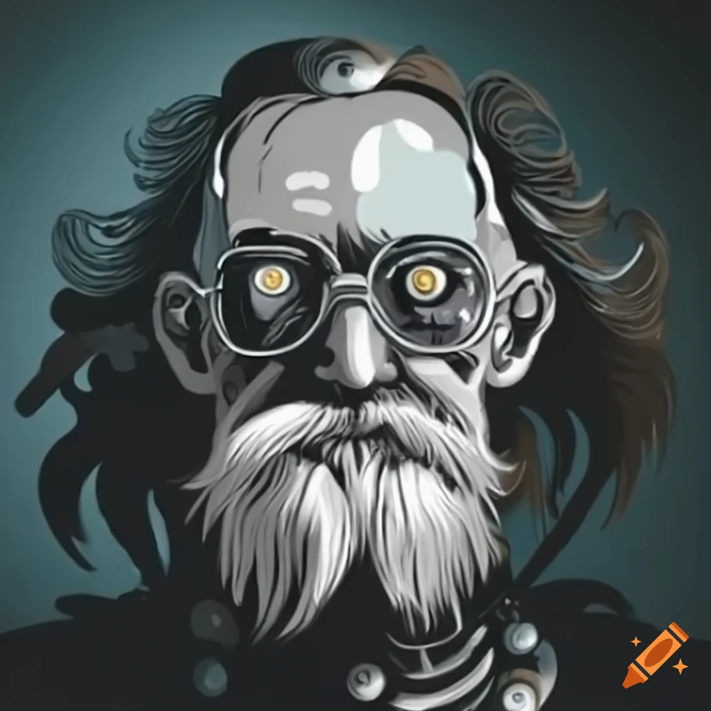 Steam punk robot with white hair and beard giving thumbs up on Craiyon