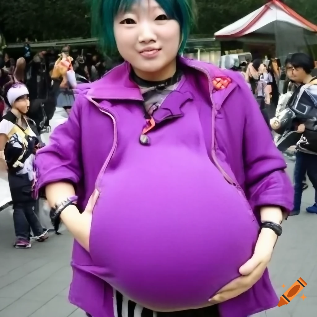 Photo Of A Heavily Pregnant Japanese Punk Woman At A Theme Park