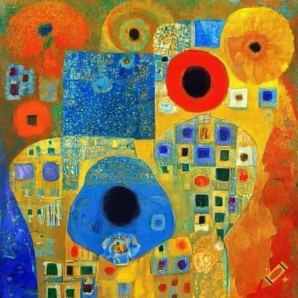 Abstract artwork in blue and vibrant colors on Craiyon