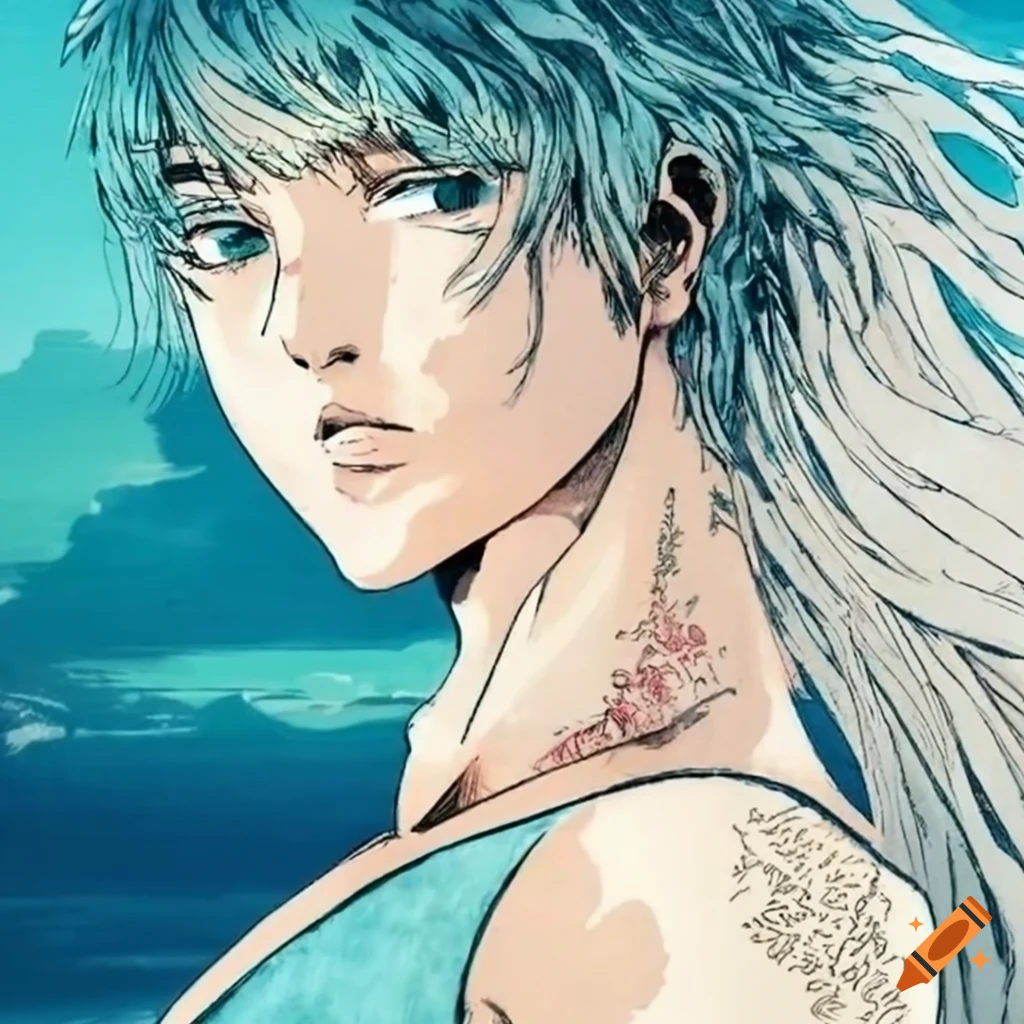 Manga-style waves with fine lines on Craiyon