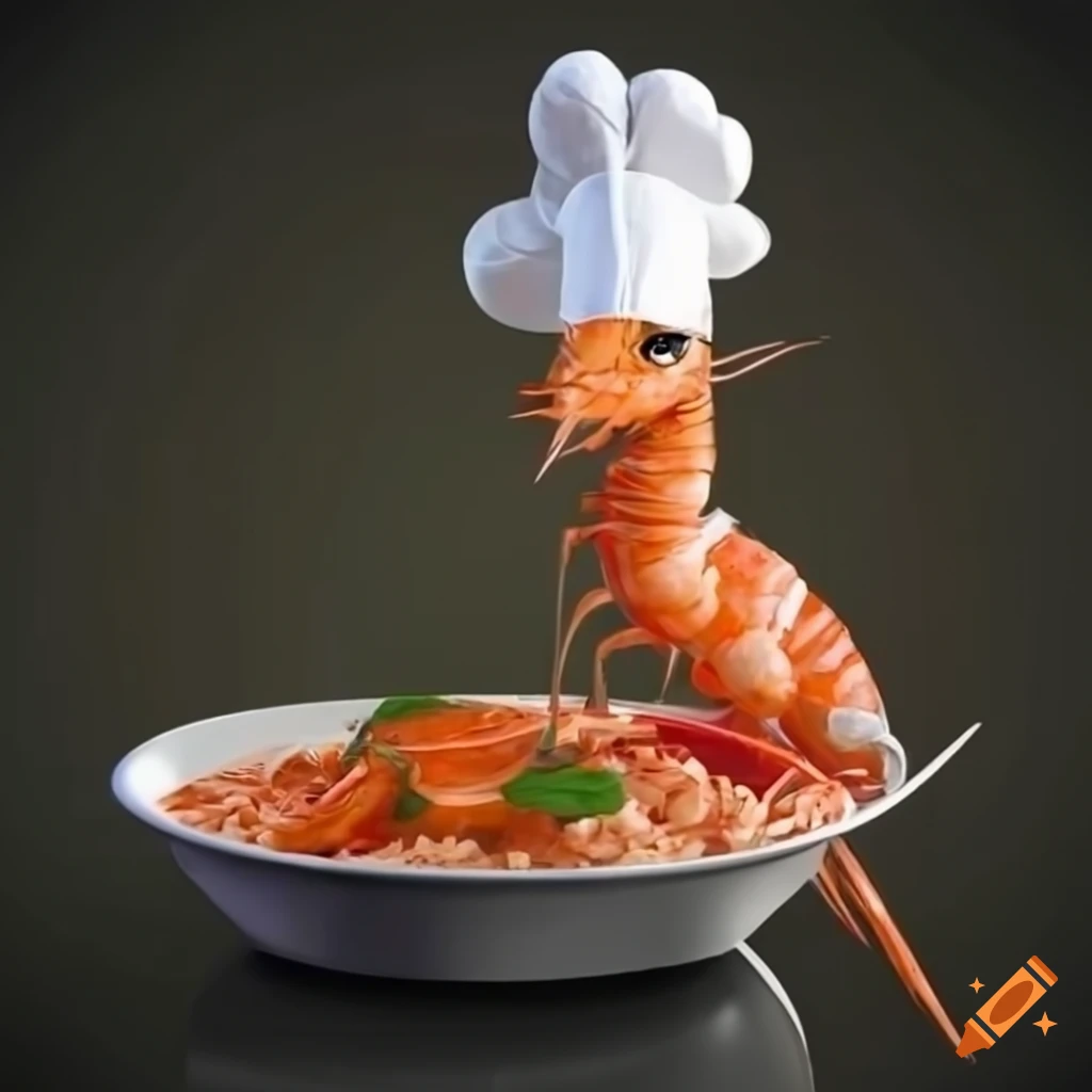 Shrimp relaxing on a beach chair with a taco by a bridge in a retro ...