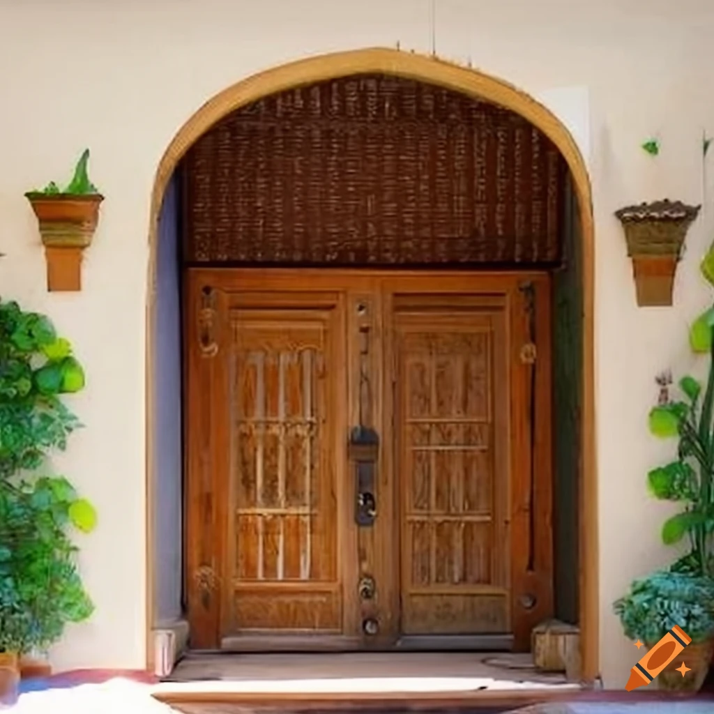 Elegant entrance to a villa with lemon trees on Craiyon
