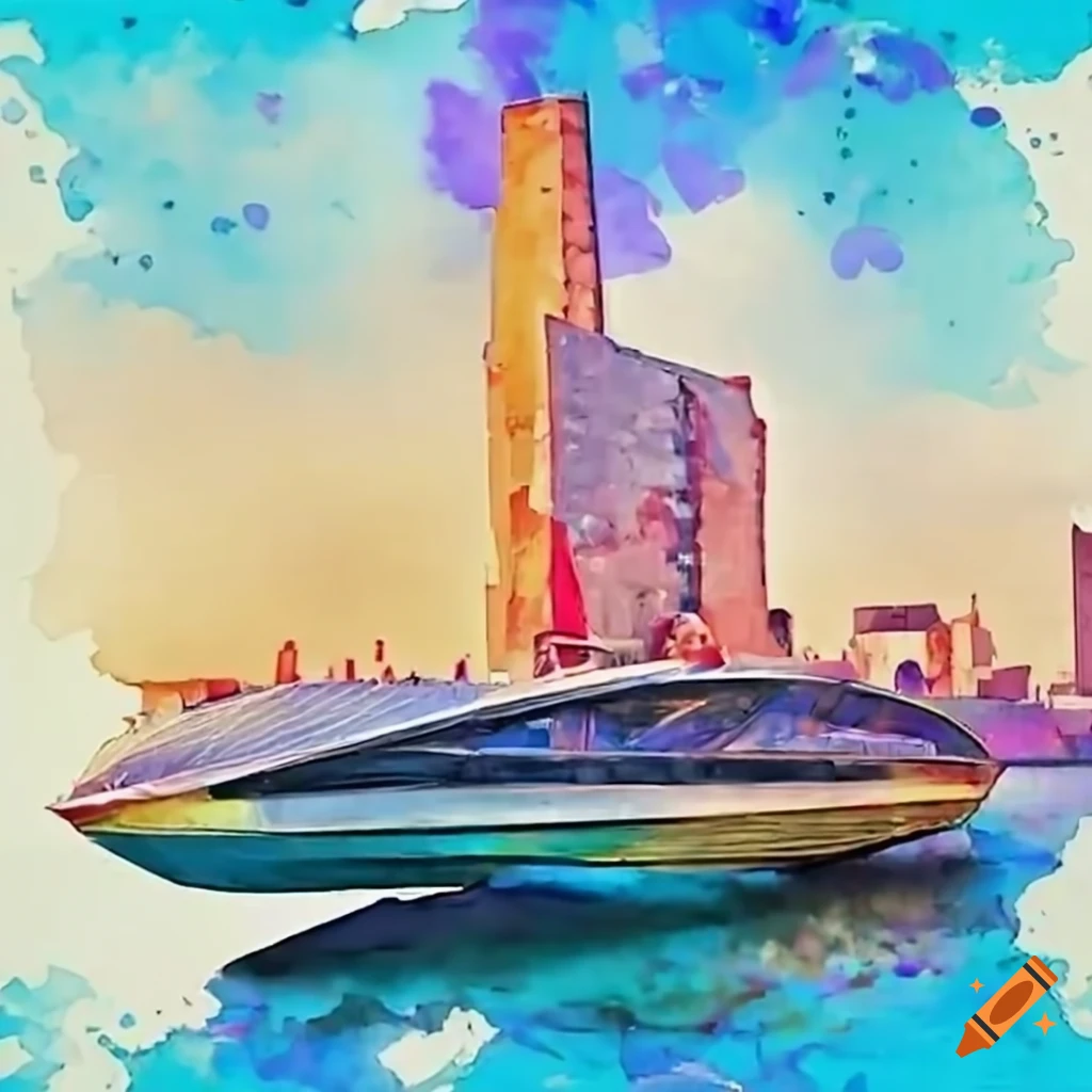 Futuristic autonomous electric boat with solar panels in belgrade on ...