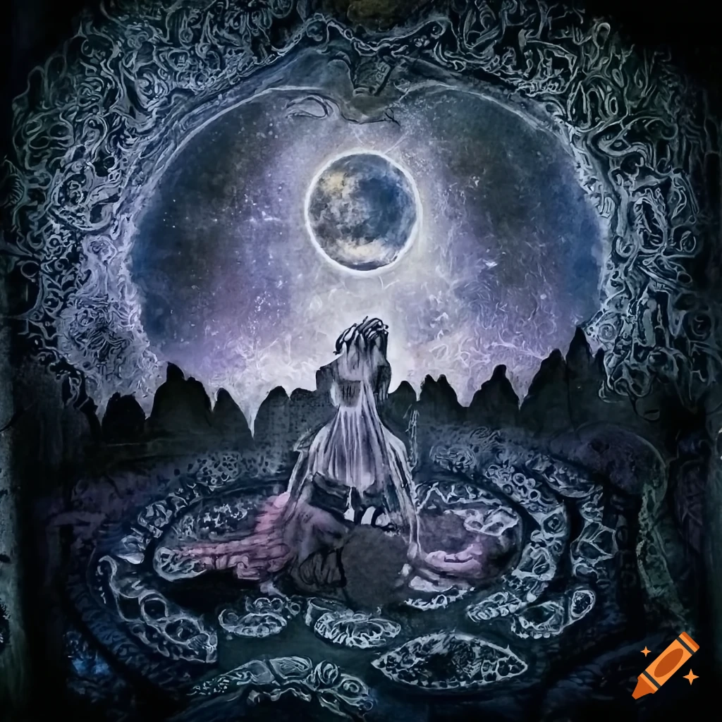 Visionary art with shamanic symbolism and spiritual elements on Craiyon