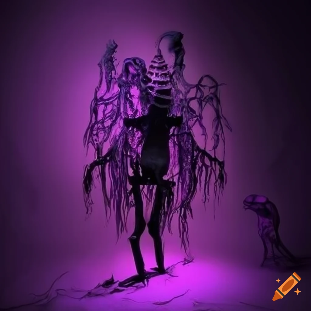 Skeletal Figures In A Purple Abyss