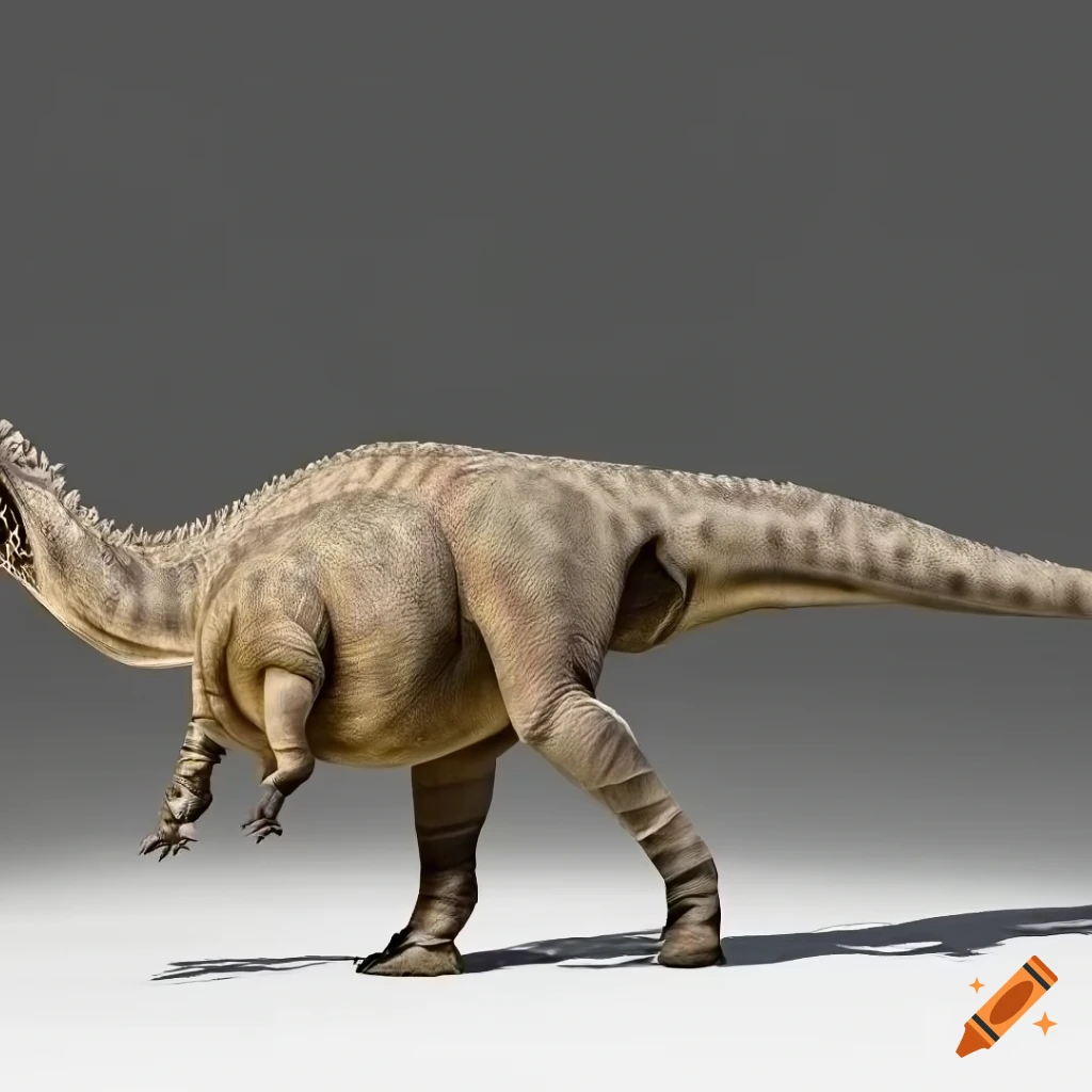 Colorful hadrosaurus dinosaur with intricate skin texture in warm ...