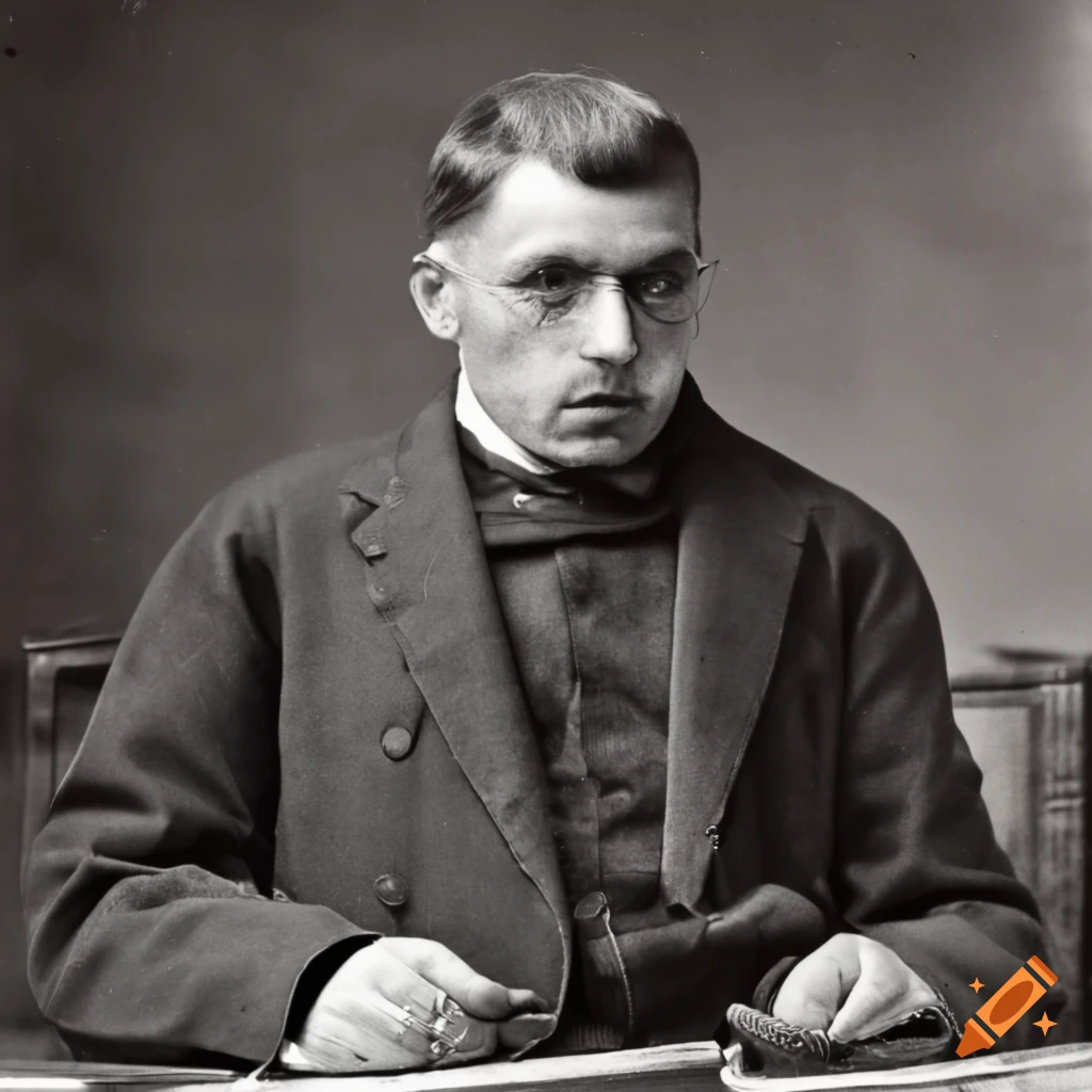 Portrait of a man in historical clothing outside a library on Craiyon