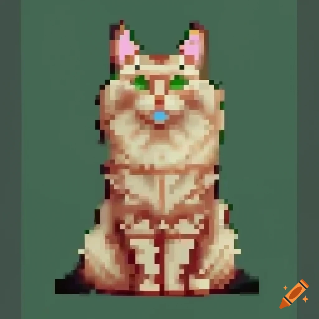 Pixel art of a norwegian forest cat on Craiyon