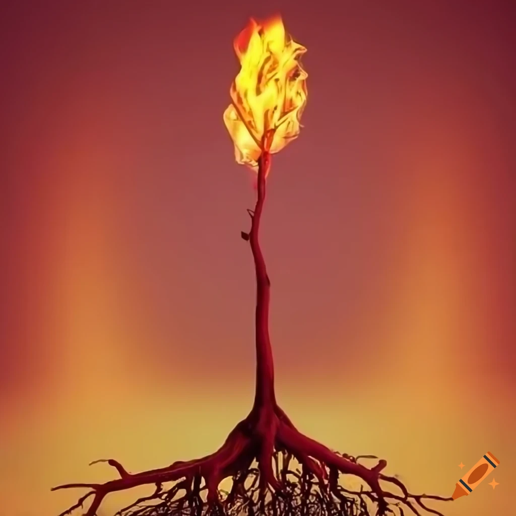 Artwork of a burning bush with ai symbols on Craiyon