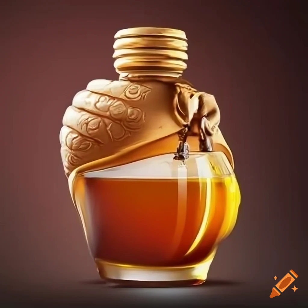 Advertisement design for Al-Qahtani honey products on Craiyon