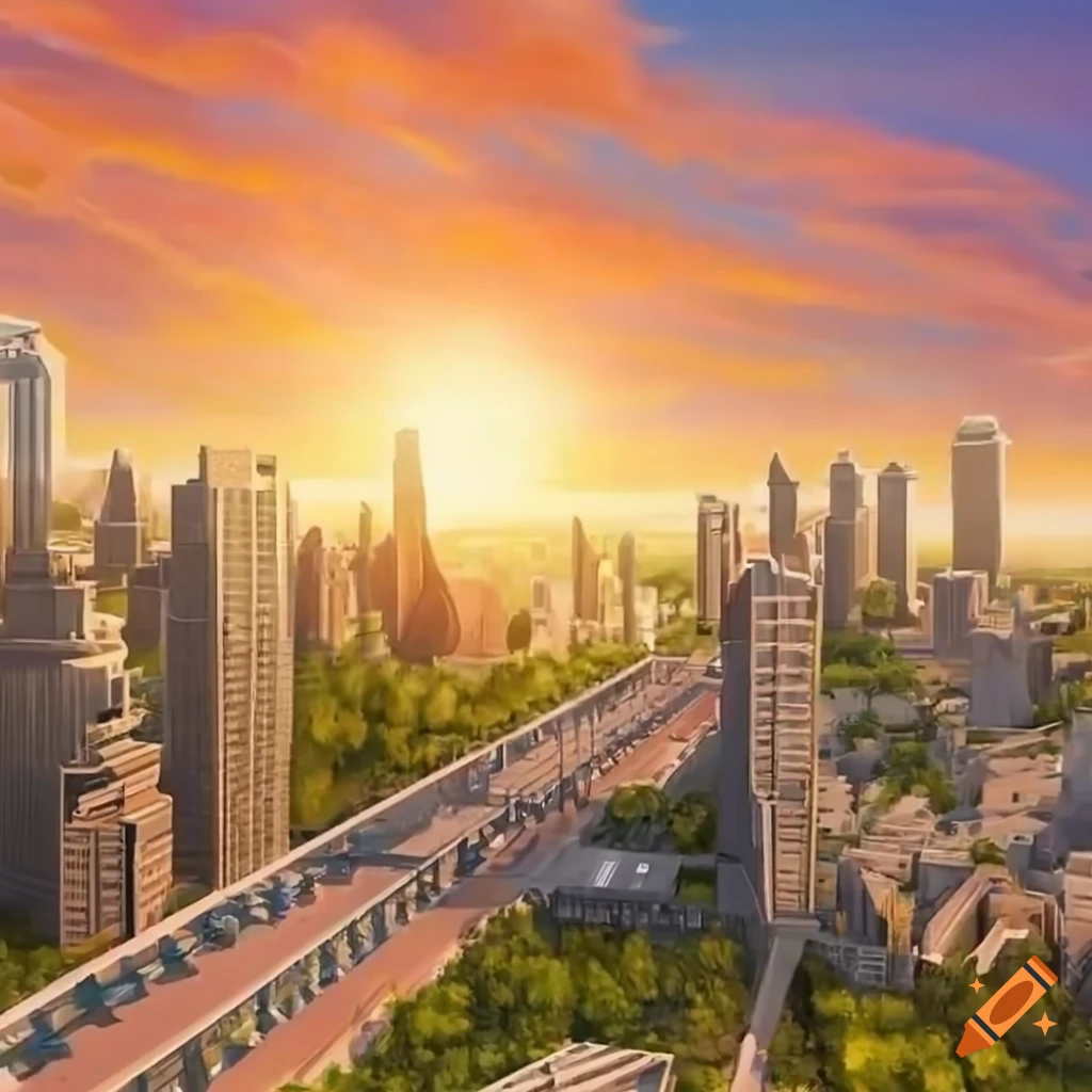 Photo realistic city wall in greg rutkowski's art style on Craiyon