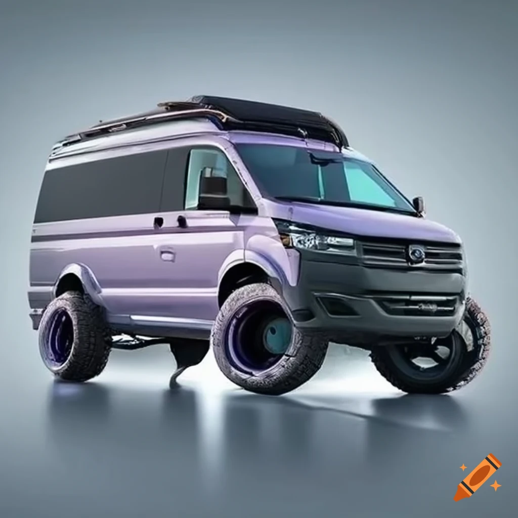 Orange, grey, and black camo camper van volkswagen crafter on Craiyon