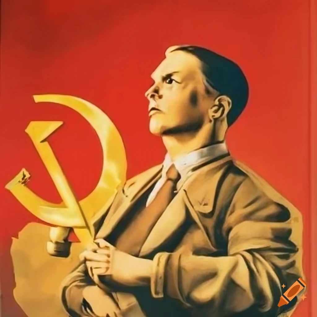 Soviet propaganda poster featuring red bull on Craiyon