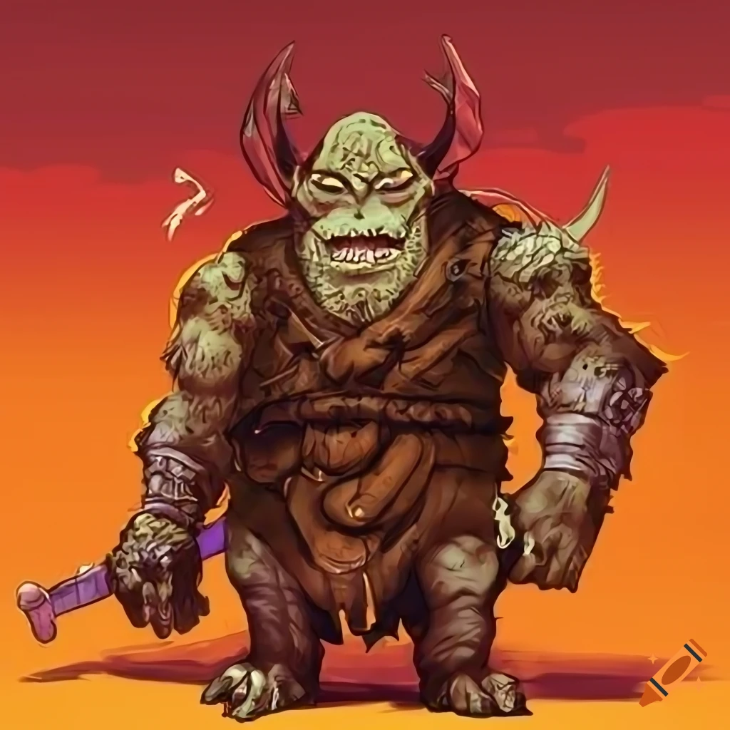 Illustration of 10 ogres on Craiyon